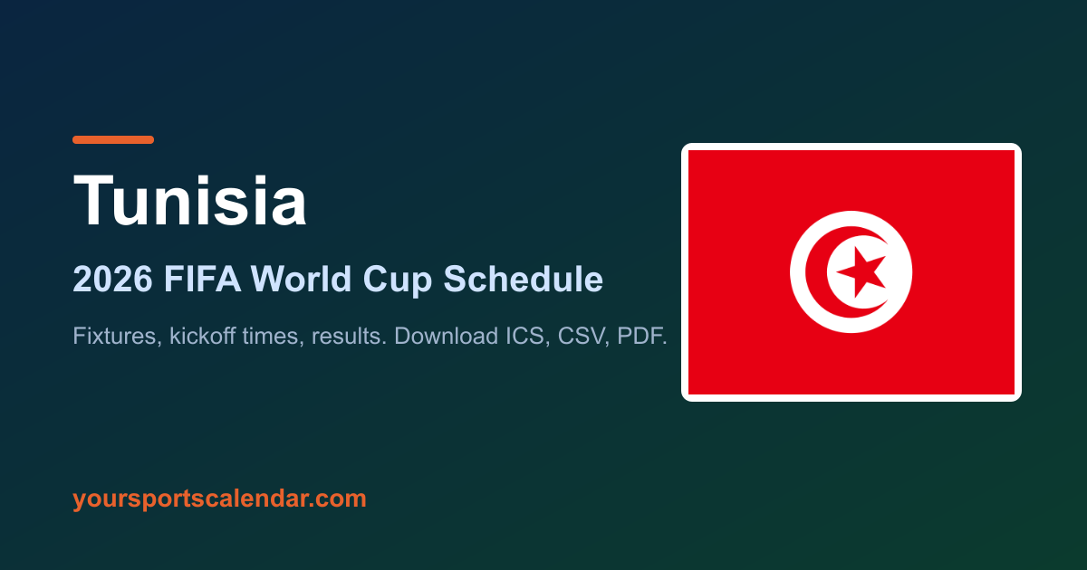 Tunisia 2026 Schedule - World Cup | Your Sports Calendar